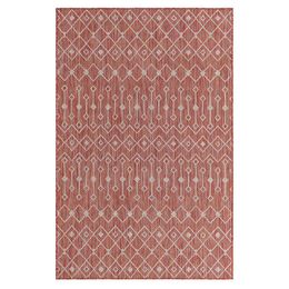 Pharao24.de Teppich Outdoor mit geometrischem Muster Rostfarben