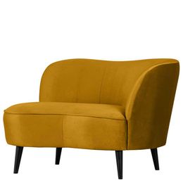 Pharao24.de Ockergelbes Lounge Sofa 112 cm breit Vierfu&szlig;gestell aus Holz