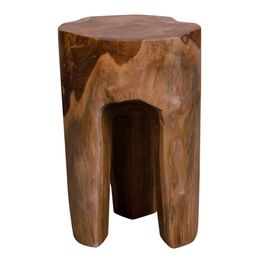 Pharao24.de Rustikaler Hocker aus Teak Massivholz naturbelassen