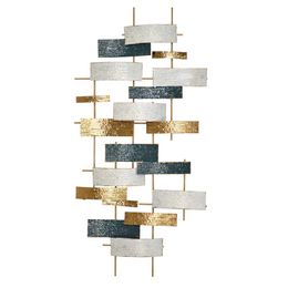 Pharao24.de Wanddeko aus Metall Creme Gold Blau 120 cm breit