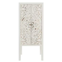 Pharao24.de Shabby Chic Schrank in Antikwei&szlig; und Goldfarben 121 cm hoch