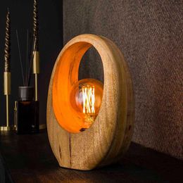 Pharao24.de Tischlampen Tischleuchten in Mangoholz Naturfarben aus Massivholz