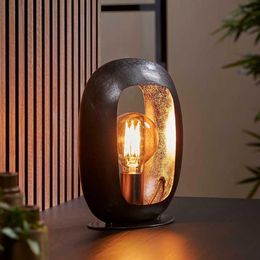 Pharao24.de Metall Tischlampen im Industry und Loft Stil Schwarz Nickel
