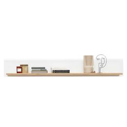 Pharao24.de Wandboard Wohnzimmer in Wei&szlig; und Wildeiche Holzoptik 160 cm breit