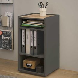 Pharao24.de B&uuml;roregal f&uuml;r Unterlagen in Wildeichefarben & Anthrazit 70 cm hoch