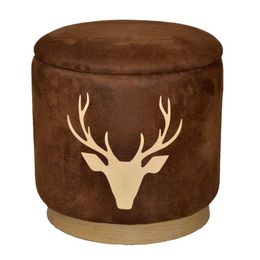 Pharao24.de Country Polsterhocker mit Hirsch Motiv Microfaser
