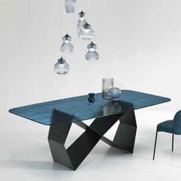 Pharao24.de Moderner Design Esstisch mit Glasplatte Wangen Gestell