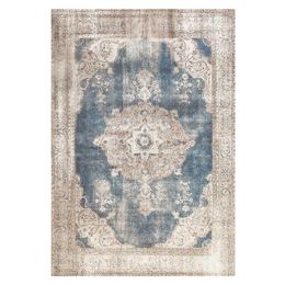 Pharao24.de Vintage Design Teppich in Blau und Creme Wei&szlig; orientalisch gemustert