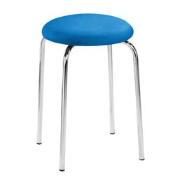 Pharao24.de Beistellhocker in Blau und Chromfarben Kunstleder und Metall