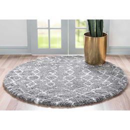 Pharao24.de Shaggy Hochflor Teppich in Grau und Cremefarben 150 cm breit