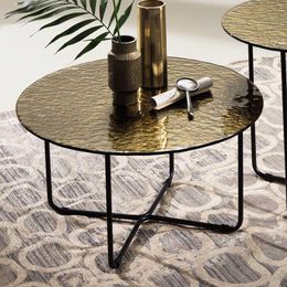 Pharao24.de Designercouchtisch mit Strukturglasplatte Bronzefarben