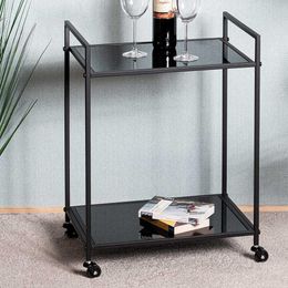 Pharao24.de Teewagen aus Metall schwarzem Sicherheitsglas