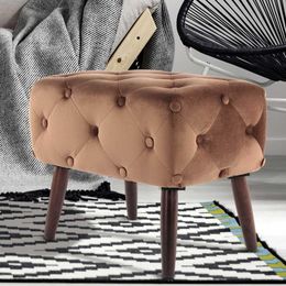 Pharao24.de Hocker in Braun Samt Vintage Look