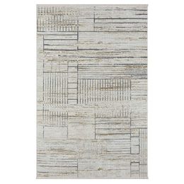 Pharao24.de Rechteckiger Teppich mit Muster in Hellgrau und Creme Kurzflor
