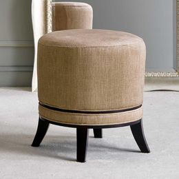 Pharao24.de Runder Cord Polsterhocker in Beige und Dunkelbraun 52 cm hoch