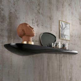 Pharao24.de Wandboard schwarz aus Aluminium geschwungener Stein Form