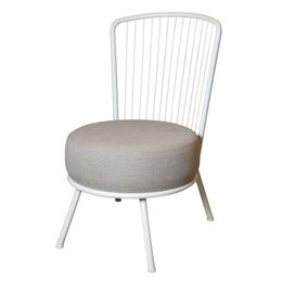 Pharao24.de Kuechenstuhl in Wei&szlig; und Beige Stahl und Webstoff