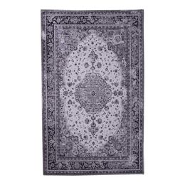 Pharao24.de Orientalischer Kurzflor Teppich in Schwarz Wei&szlig;