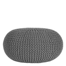 Pharao24.de Sitzpouf in Dunkelgrau Strickstoff