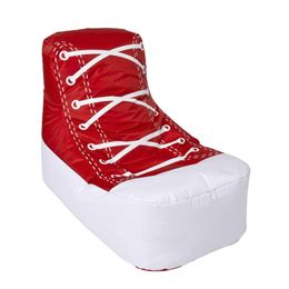 Pharao24.de Sitzsack im Sneaker Design Rot Wei&szlig;