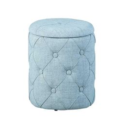 Pharao24.de Truhen Hocker in Hellgrau Webstoff Retro Design
