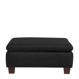 Pharao24.de Schwarzer Stoff Polsterhocker in modernem Design 90 cm breit