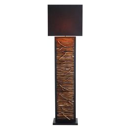 Pharao24.de Stehlampe Holz Natur Schwarz in modernem Design 163 cm hoch