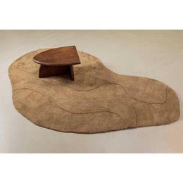 Pharao24.de Wohnzimmerteppich Hellbraun aus Struktur Hochflor 240x170 cm