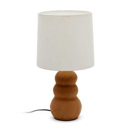 Pharao24.de Tischlampe Landhaus in Wei&szlig; und Terracotta Keramik Fu&szlig;