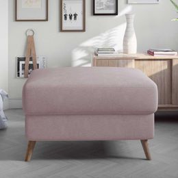 Pharao24.de Sitzhocker Couchhocker mit Vierfu&szlig;gestell aus Holz in Altrosa