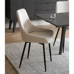 Pharao24.de Boucle Polsterst&uuml;hle in Beige Gestell aus Metall (2er Set)