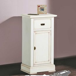 Pharao24.de Kommode Hochkommode in Antikwei&szlig; mit einer Schublade