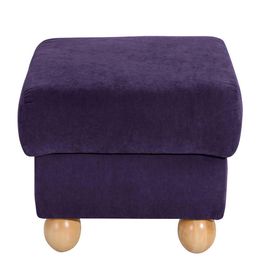 Pharao24.de Landhaus Hocker in Violett Velours und Buche Massivholz