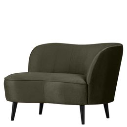Pharao24.de Kleines Lounge Sofa in Dunkelgr&uuml;n und Schwarz Samt und Massivholz