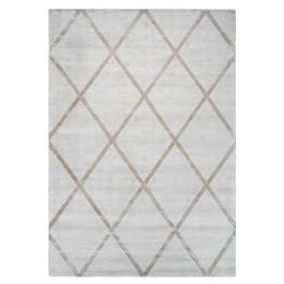 Pharao24.de Kurzflorteppich in Creme Wei&szlig; Taupe geometrischen Mustern