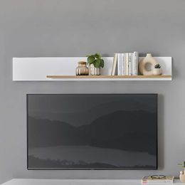 Pharao24.de Wohnzimmer Wandregal in Wei&szlig; und Wildeiche Holzoptik 150 cm breit