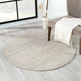 Pharao24.de Teppich in Sisaloptik in Wei&szlig; und Beige meliert 120 cm Durchmesser