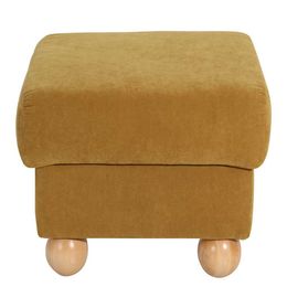 Pharao24.de Gelber Beistellhocker mit Bezugsstoff aus Velours Landhausstil