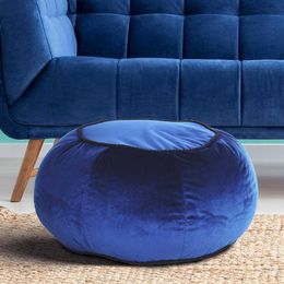 Pharao24.de Samt Sitzpouf in Blau Boho Style