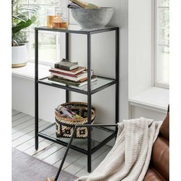Pharao24.de Kleine Regal mit Glasb&ouml;den und Metallgestell Schwarz