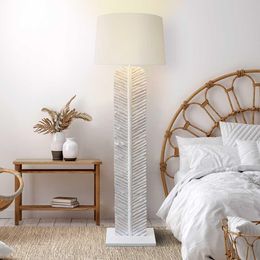 Pharao24.de Stehlampe weiss Treibholz 175 cm hoch modernen Landhausstil