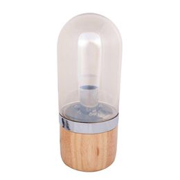 Pharao24.de Tischleuchte aus Glas und Massivholz Factory Style