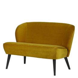 Pharao24.de 2 Sitzer Sofa in Gelb Samt Schwarz massiv