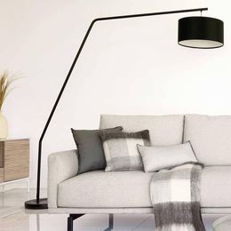 Pharao24.de Schwarze Bogenleuchte aus Metall und Webstoff 222 cm hoch