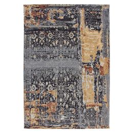 Pharao24.de Vintage Teppich mit abstraktem Muster Dunkelblau und Beige