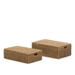 Pharao24.de Seegras Geflecht Boxen im Landhausstil Beige (zweiteilig)