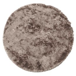 Pharao24.de Runder Hochflor Teppich in Hellbraun 200 cm Durchmesser