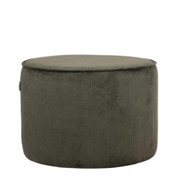 Pharao24.de Runder Pouf mit Oliv Cord Bezug Retrostil