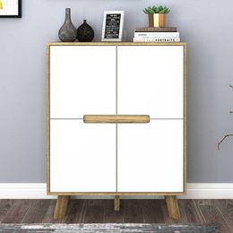 Pharao24.de Kommode in Wei&szlig; und Sonoma Eiche 80 cm breit