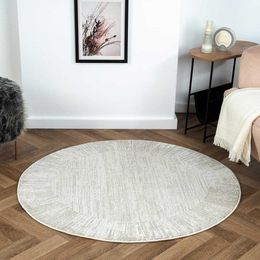 Pharao24.de Teppich rund Kurzflor in Cremefarben und Beige 120 cm Durchmesser
